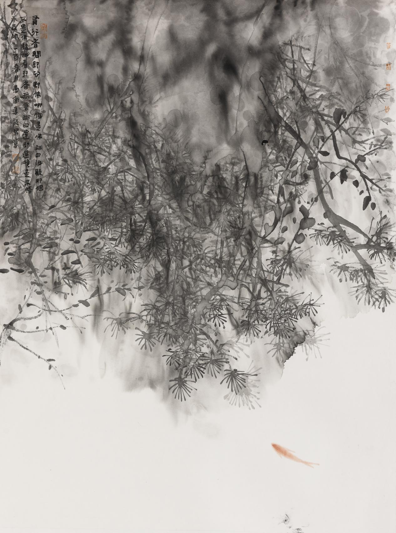 Liu Delong，Afternoon Without Wind，ink on paper， 68cm×40 cm，2017